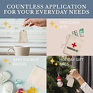 Celestial Gifts Muslin Bags with Drawstring 500 pcs - 3 x 5 100% Cotton - Made in USA - Canvas Bags Bulk, Small Drawstring Bags, Reusable Tea Bags, Jewelry Bags (Natural Hem and Drawstring)