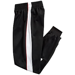 Quad Seven Boys' Tricot Jogger Set - 2 Piece Active Performance Zip-Up Tracksuit Set (Size: 4-18), Size 16-18, Black/White King