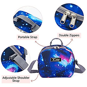 NEW TILAMI 18 Inch Rolling Backpack with Lunch Bag Wheeled Laptop Kids Backpack School Bags Trip Luggage, Deep Space