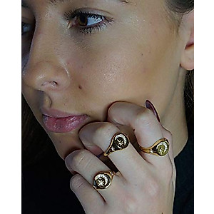ATJMLADYJEWELRY Classic women finger jewelry Gold plated moon star engraved star signet ring 6 7 8 (8)