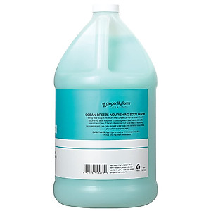 Ginger Lily Farms Club & Fitness Nourishing Body Wash, 100% Vegan & Cruelty-Free, Bath & Shower Gel for Men and Women, Ocean Breeze Scent, 1 Gallon (128 fl. oz.) Refill