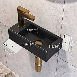 DeerValley DV-1V081R Liberty Wall Mount Sink, Rectangle Mini Vessel Sink,Small Bathroom Cloakroom White Porcelain Ceramic Wash Basin (Right Hand)