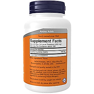 NOW Supplements, NAC (N-Acetyl Cysteine) 600 mg Pure Powder, 4-Ounce, White