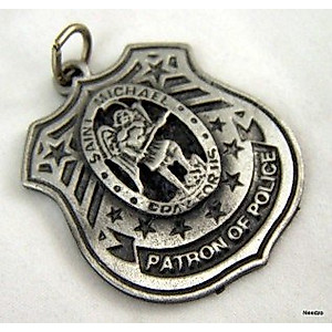 Religious Gifts Pewter Saint Michael Patron of Police Pray for Us Medal, 1 1/2 Inch