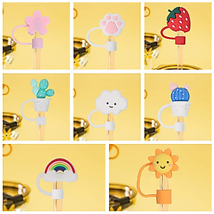 8 PCS Straw Caps Covers, Straw Covers For Reusable Straws, Straw Tip Covers, Drinking Straw Cover, Straw Caps For Reusable Straws, Straw Protector Cover, Silicone Straw Covers Cap, Cloud Straw Cover