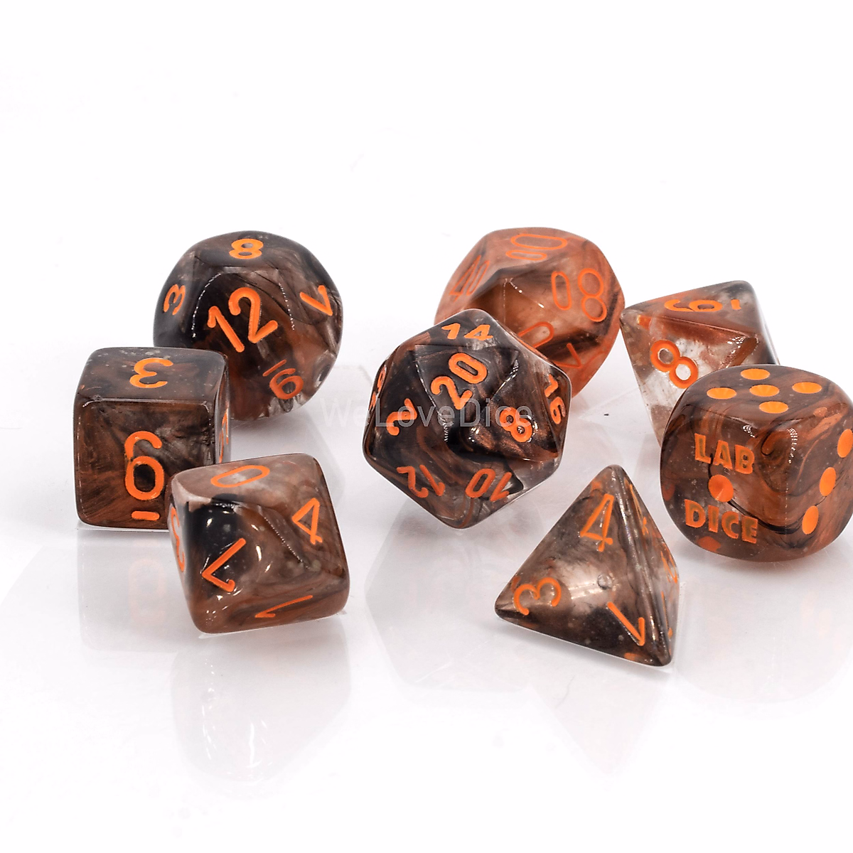 Chessex Lab Dice 4 Nebula CopperMatrix/ Orange Boxed Set