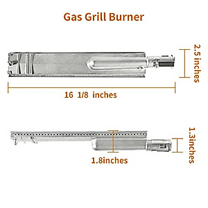 Kingsource 16.1" Stainless Steel Grill Burners Replacement, Heavy Duty Cast Grill Burner 1 PC for Bull,Bull Cal Flame Blaze Aussie Bakers Chefs Turbo Thermos Char Broil Jenn Air Nexgrill