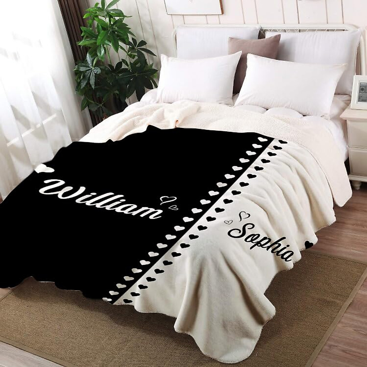Prints Fun Personalized Hubby and Wifey Blanket with Name, Customized Wedding Gifts for Couples, Bride Gifts for Wife Husband Blanket for Valentines Day Birthday Christmas Anniversary Married Gifts