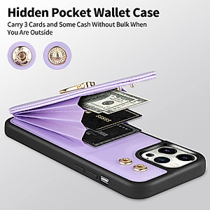 Vofolen for iPhone 13 Pro Max Wallet Cover with Card Holder 360°Rotation Ring Stand Kickstand Women Girls PU Leather Double Buttons Flip Cover RFID Blocking Protective Case 6.7 inch Violet