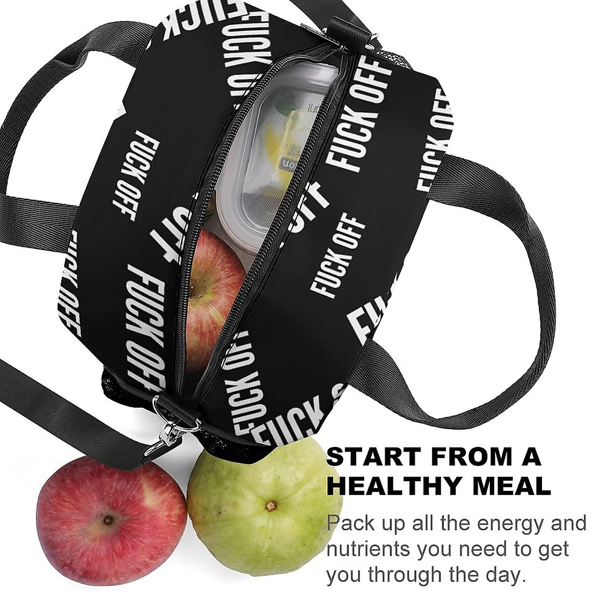 Fuck Off Lunch Box Storage Bag Leakproof Cooler Tote Shoulder Handbag All Over Print