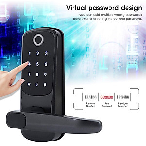 Biometric Fingerprint Door Lock, Fingerprint Password Lock, Remote Control Doorlock, Intelligent Electronic Lock with Virtual Password Design/Mechanical Key/Anti-Peeping, for Alexa Voice Control
