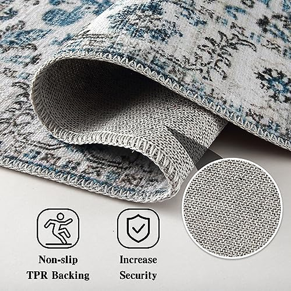 RUGSREAL Boho Washable Runner Rug 2x6 Hallway Runner Vintage Floral Carpet Runner Non Skid Machine Washable Low Pile Non-Shedding Runners Foldable Entry Throw Area Rug for Living Room Bedroom