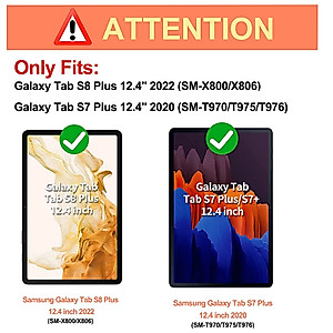 ZenRich Galaxy Tab S8 Plus / S7 Plus Case 2022/2020, Samsung Tab S8+/S7+ 12.4 inch Case with S Pen Holder zenrich Case with Screen Protector Stand Hand Strap Shoulder Belt-Black