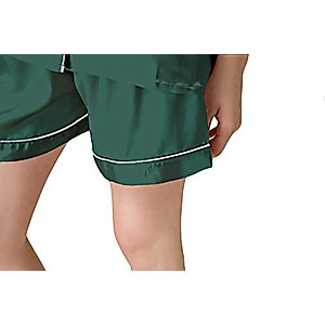 NANJUN Women's Satin Pajamas Sleepwear Short Button-Down Pj Set(green,l0)