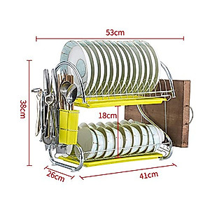 PDGJG Metal Rack Drain Rack Drying Filter Tableware Storage Box Dishes Dishes Supplies Kitchen Racks 2 Layers ( Color : OneColor )