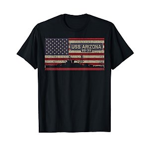 USS Arizona BB-39 Battleship USA American Flag T-Shirt