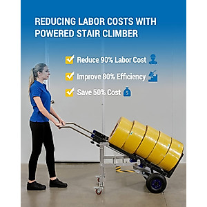 XSTO ZW4170DC Stair Climbing Hand Trucks Dolly, 400W Motor 375 lbs Capacity Trolley Cart, Electric Hand Trucks for Stairs with Ergo Telescoping Handle & Pneumatic Wheels