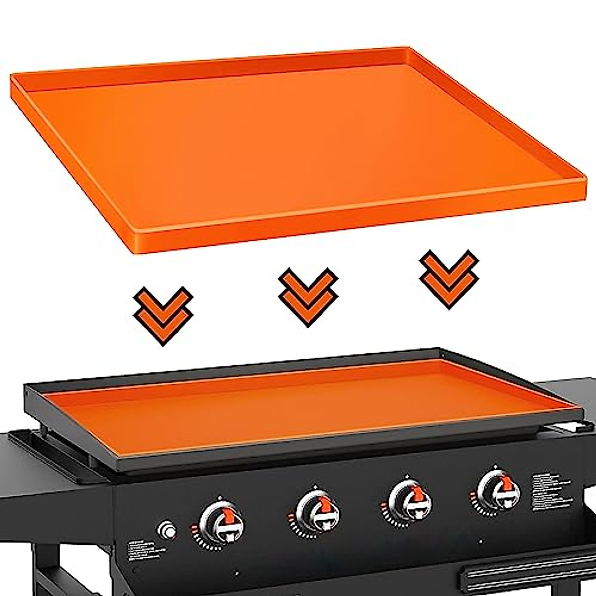 Wohbay Griddle Mat for Blackstone, 36" Food-Grade Silicone Cover Mat for Griddle Surface, Griddle Accessories, Griddle Outdoor Protector - Orange