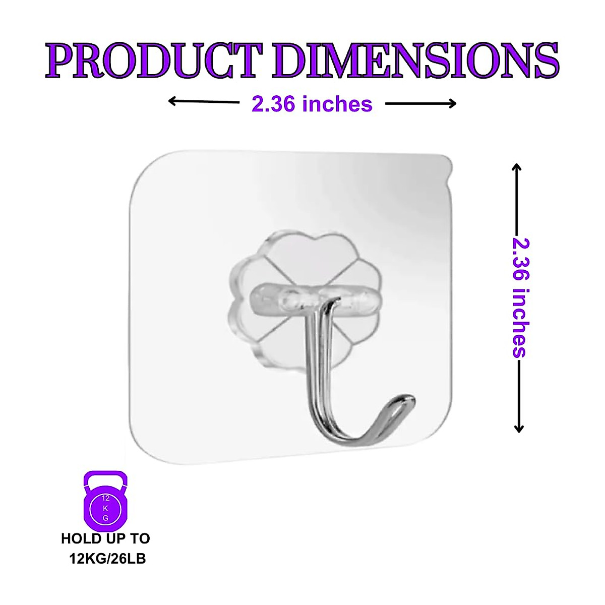 PETS BUDDY Wall Hooks for Hanging 33lb(Max) Heavy Duty Self Adhesive Hooks 24 Pack Transparent Waterproof Sticky Hooks for Keys Bathroom Shower Outdoor Kitchen Door Home Improvement Utility Hooks