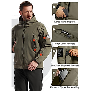 FREE SOLDIER Men's Outdoor Waterproof Soft Shell Hooded Military Tactical Jacket　(Green XX-Large/US)
