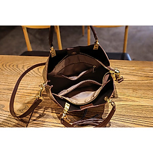 Eightown Beige Tote Bag for Women - Designer Top Handle Bag with Flowers Printing - High-capacity Shoulder Purse with Tassel Pendant(Beige strap)