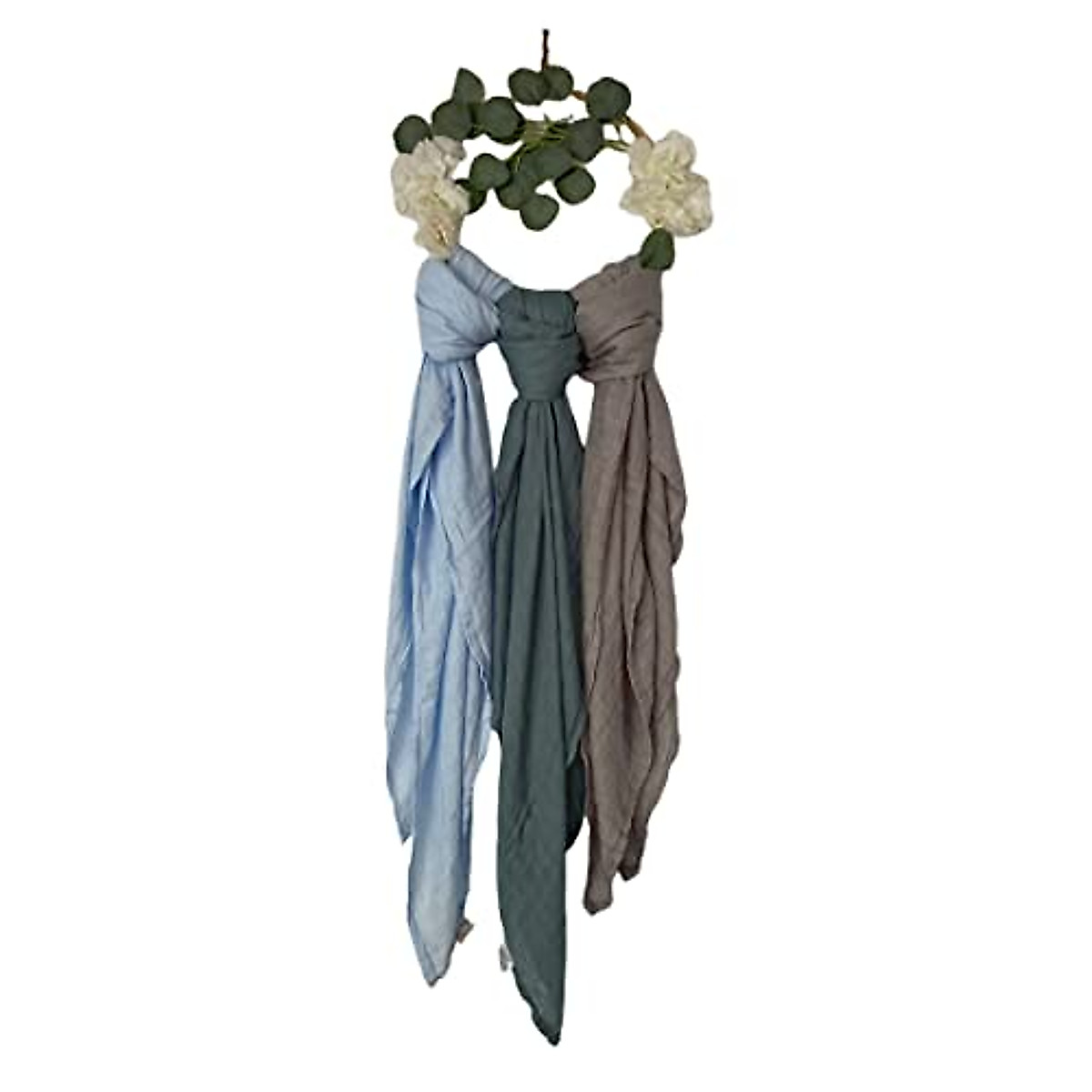 LULLABIES Organic Muslin Swaddle Blankets, Soft Solid Earth Tones 3 Pack Baby Swaddle Blankets Muslin Receiving Blanket Wrap, Large 47 x 47 inches, Solid Color Baby Swaddling (Ocean Waves)