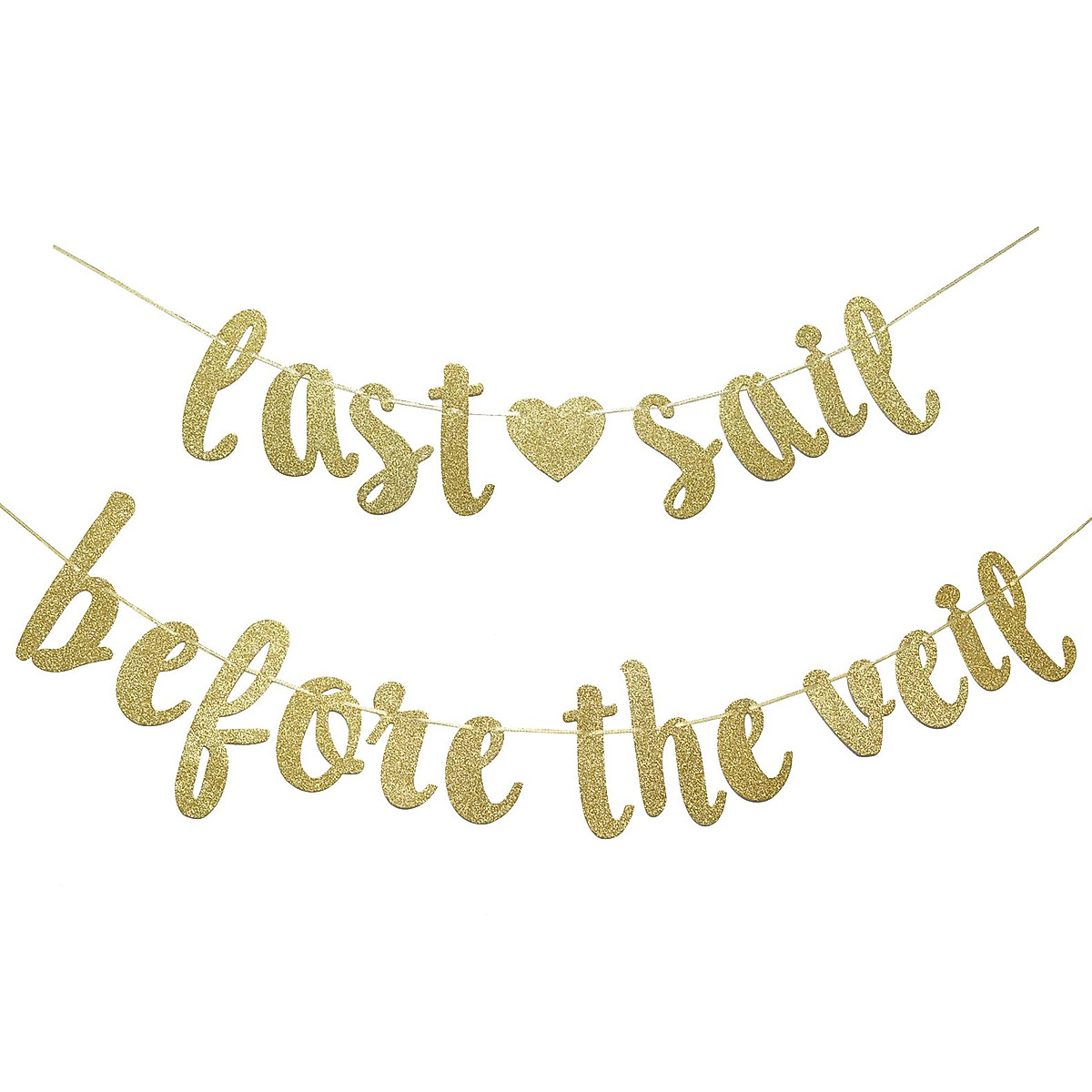 Last Sail Before The Veil Banner, Wedding, Engagement, Bridal Shower, Bachelorette Cruise Decorations (Gold)