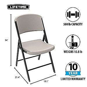 LIFETIME Commercial Grade Folding Chairs, 4 Pack, Putty