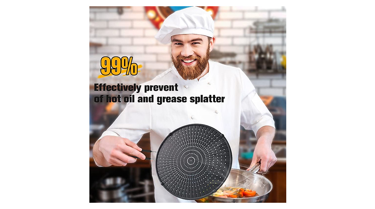 Silicone Splatter Screen for 13” Pans - Heat-Resistant & Multi-Use Guard