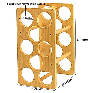 Utoplike Wine Bottle Holder, Wine Racks Countertop, Bamboo Wine Rack Table for 8 Bottles, Sturdy and Durable Wine Racks Free Standing, Bottle Storage Rack for Cupboard, Wooden Water Bottle Storage
