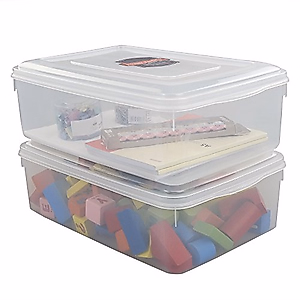 Pekky 11 Quart Plastic Toys Storage Containers with Lid, Clear Bin Set of 2