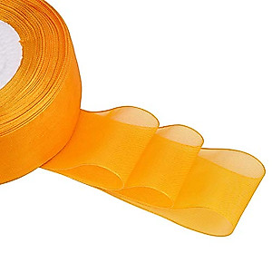 Livder 3 Rolls 1-1/2 Inch Christmas Ribbon Sheer Chiffon Ribbons for Christmas Gift Wrapping Tree Wreath Party Decorations (Dark Green, Red, Golden)