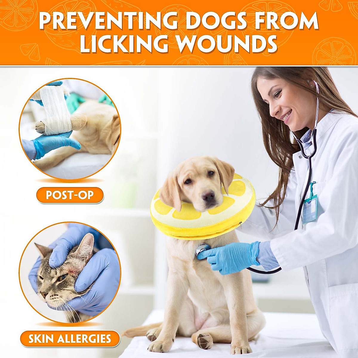 SuplutuX Inflatable Dog Cone, Protective Inflatable Collar for Jumbo Dogs, Soft Adjustable Pet Cone Alternative After Surgery for Wound Healing and Prevent from Biting or Scratching,XL(18"-22.5")