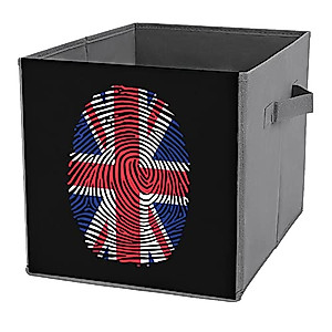 UK Finger Print Large Cubes Storage Bins Collapsible Canvas Storage Box Closet Organizers for Shelves