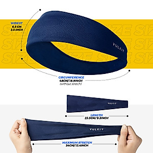 VULKIT 3 Pack Sports Headband for Men or Women, Non-Slip Head Band Stretchy Moisture Wicking Sweatbands(Navy,Blue,Dark Grey)