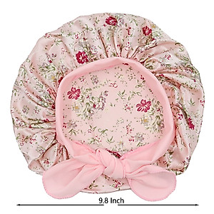 3 Pieces Kids Satin Bonnet Silky Sleep Cap Wide Elastic Band Hair Bonnet for Girls Toddler Child Flowerblackpb