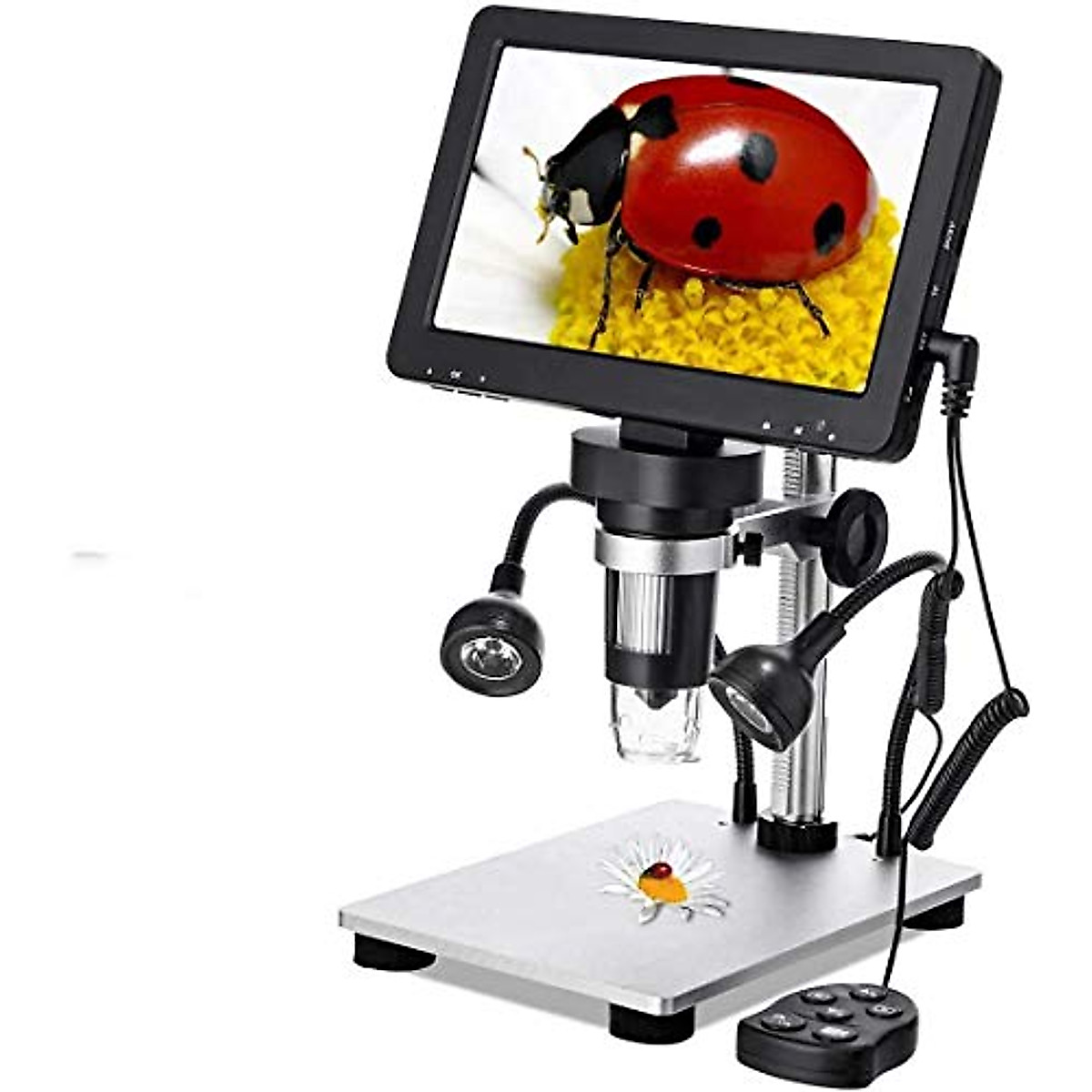 ANNLOV 7" LCD Digital Microscope with 32GB TF Card 1200X Maginfication 1080P Coin Microscope with Wired Remote,12MP Ultra-Precise Focusing Video Camera with 8 LED Fill Lights Windows/Mac Compatible