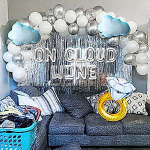 LaVenty On Cloud Wine Balloon Banner Bubbly Bar Banner Mimosa Bar Decorations Vino Bachelorette Party Bridal Shower