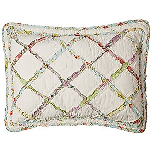 Laura Ashley Home - Standard Sham, Soft Cotton Bedding with Envelope Closure, Pre-Washed Home Decor for Added Softness (Ruffle Garden Cream, 20" x 26")