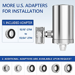 Kintim 1200 Gallons Faucet Water Filter, 2.2 GPM Outlet Flow Rate Tap Water Filter, Six Improvements Water Faucet Filtration System, Removes Chlorine, Lead, Sediments, Bad Taste and More