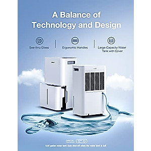 BUBLUE 4500 Sq. Ft Dehumidifier for Basements, Home and Large Room with Auto or Manual Drainage | 40db Industry Leading Noise Reducing | Integrated Air Filters, 3 Operation Modes and 24 hr Timer