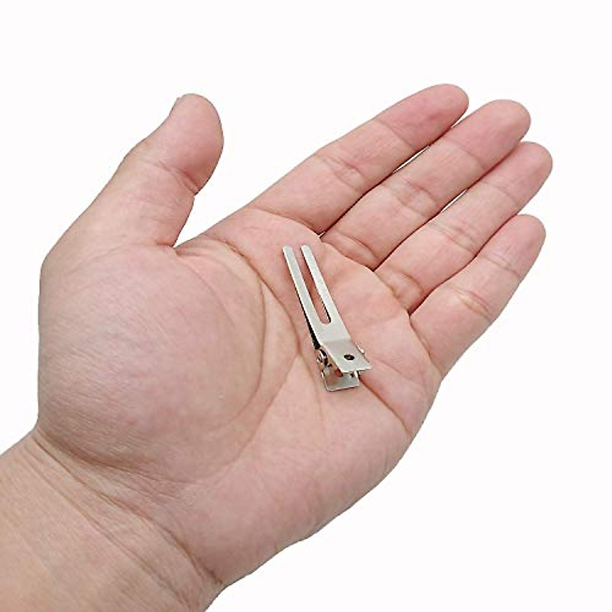 60 Pcs Double Prong Curl Clips 1.8" Setting Clips for Hair Styling, Bows, and Salon Use - Silver