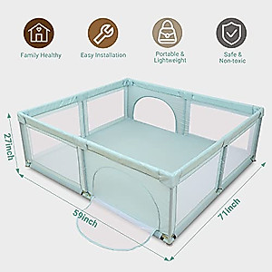 IKARE Baby Playpen, Extra Large Playard, Indoor & Outdoor Kid Activity Center Sturdy Safety Play Yard with Portable Carry Bag, Super Soft Breathable Mesh, Side Zipper Design, Fence for Infant Toddler