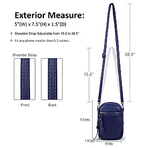 befen Navy Blue Genuine Leather Small Shoulder Bag Wallet Purse Crossbody bag for women