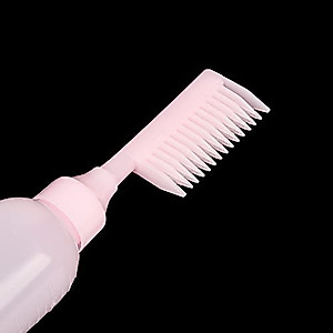 Hair Dye Brush Bottle Applicator Bottle for Hair Oil Hair Colouring Hair Dyeing Bottle Brush with Graduated Bottle Comb Root Comb Salon Hair Coloring Tool (2 Pack Pink)