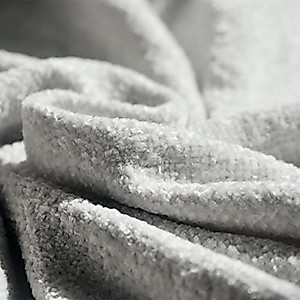 Soft Textured Lightweight Chenille Throw Blanket with Fringe for Travel Bed Sofa and Couch, Light Grey 50 x 60 Inches