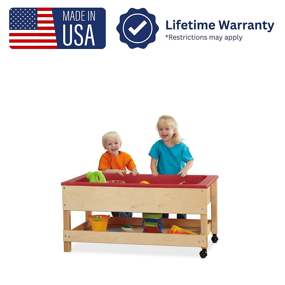 Jonti-Craft Toddler Sensory Table with Shelf, Brown, Large