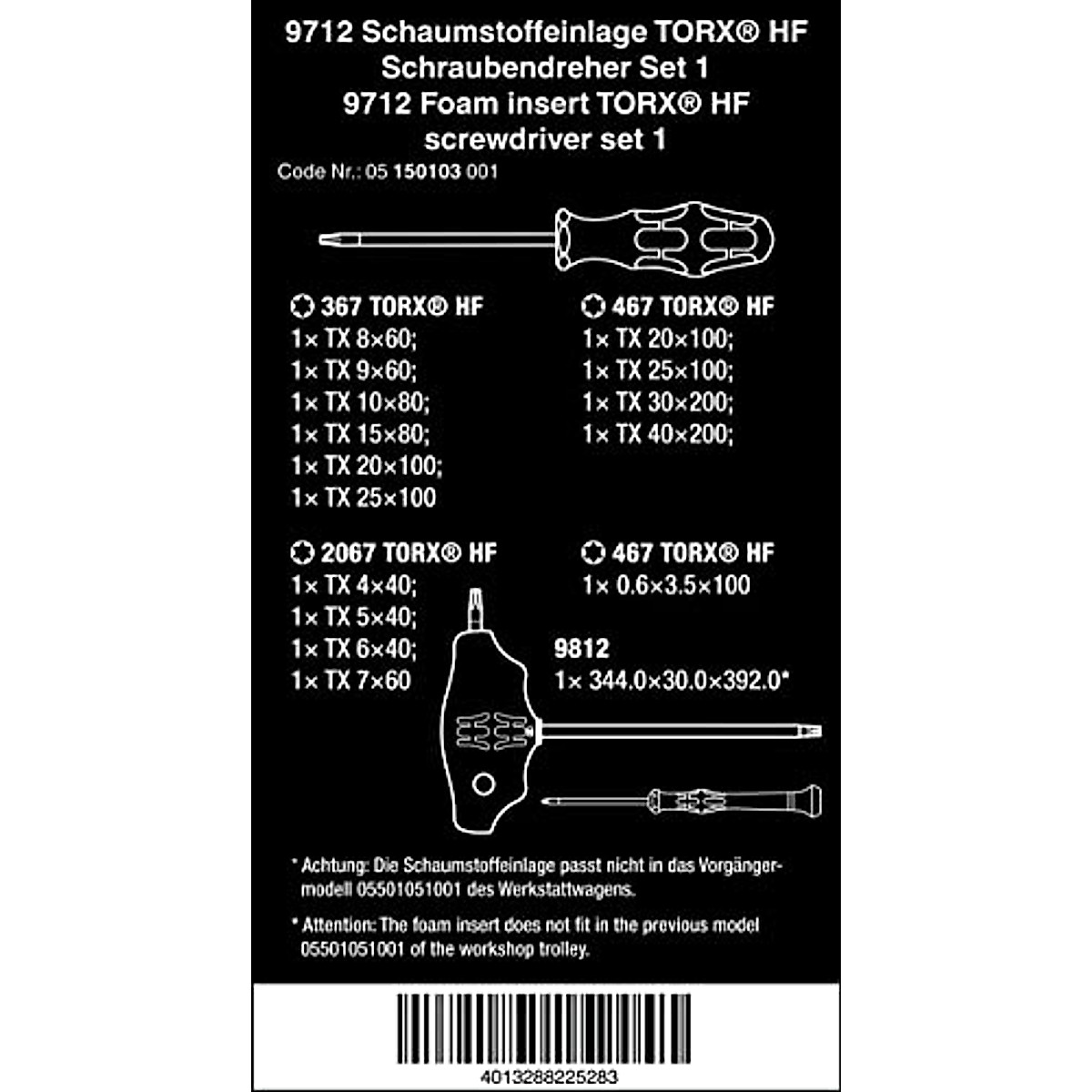 9712 Foam Insert "Torx-Set 1"