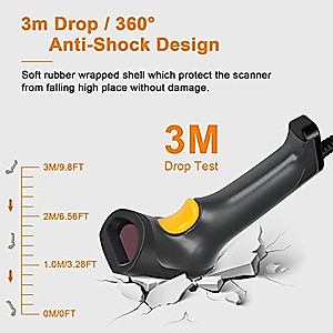 1D Laser Wired Barcode Scanners Readers, Wired Handheld Laser Barcode Scanner, Automatic 1D Bar Code Reader for Supermarket, Convenience Store, Warehouse