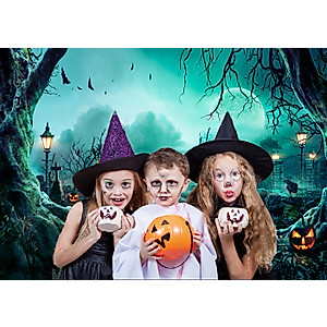 Dudaacvt 7X5FT Halloween Backdrop Horror Moon Night Scary Cemetery Pumpkin Lantern Backdrop for Halloween Kids Adult Family Party Birthday Banner Decor Halloween Photo Backdrop D612